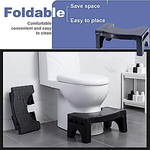 Toilet Stool, Foldable Toilet Potty Step Stool for Adults and Kids, Splicable Poop Stool, Splicable Poop Stool (Black)