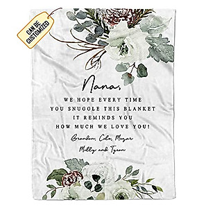 TEEMAN Personalized Nana Blanket, Mothers Day Blanket Gift for Nana, Gifts for Nana from Grandkids, Wrap Your Nana with Love and Inspirational Words, Blanket with Custom Kids Names