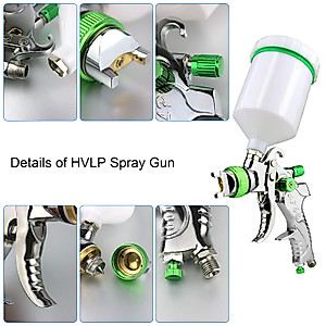 HVLP Spray Gun 1.4mm Tip with Replaceable 1.7mm 2.0mm Nozzle Hvlp Gravity Feed Paint Sprayer Gun with 600cc Color Cup and Wrench Air Spray Gun for Car Prime,Furniture Surface Painting,Base Coating