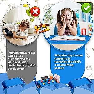 Kisston 12 Pcs Kids Lap Desk Bulk Lap Tray Lap Table Bed Table Plastic Lap Desk with Extra Storage Space Activities Children Portable Lap Desk for Kids Students Work Study School Classroom (Blue)