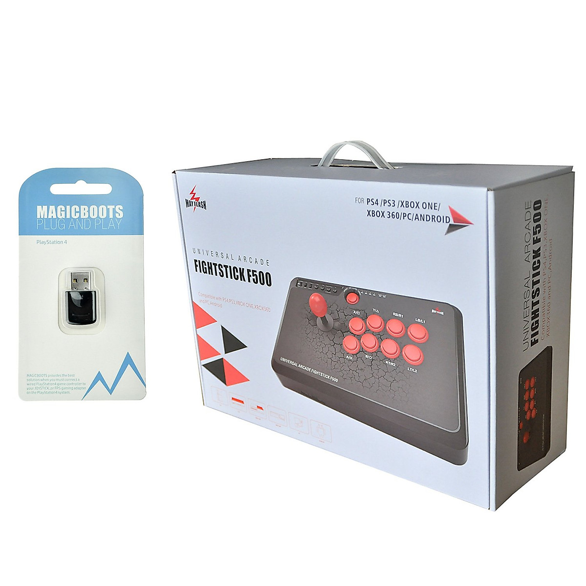 PS5 Fighting Stick PS5 Fightstick MAYFLASH F500 Arcade FightStick joystick and MAGICBOOTS Bundle for PS5 PS4 Compatible PS5, Xbox Series S/X, PS4,PS3, Xbox One, Xbox 360, PC, Switch