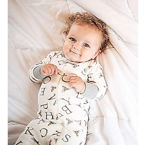 Burt's Bees Baby baby boys Pajamas, Zip-front Non-slip Footed Pjs, Organic Cotton and Toddler Sleepers, A Bee C/Stripe 2-pk, 24 Months US