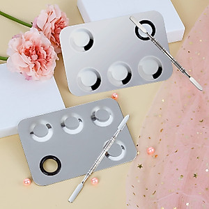 Penugo Upgrade Mixing Makeup Palette, Stainless Steel Cosmetic Palette with Spatula Tool, Nail-art Cosmetic Palette for Mixing Cosmetic and Pigment