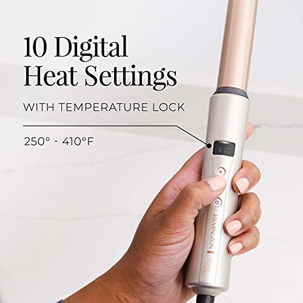 REMINGTON Shine Therapy Argan Oil & Keratin Infused 1 Inch Straight Barrel Curling Wand for Loose Waves, Includes Heat Glove