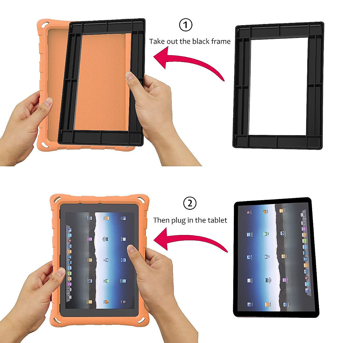 All-New 10 Tablet Case DJ&RPPQ [Adult & Kids Friendly] Light Weight Shock Proof Back Cover for Tablet, Incompatible with iPad -Orange