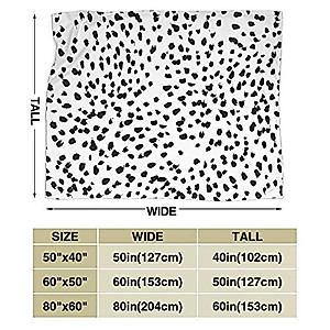 CURYSAMJUN Throw Blanket, Luxury Cozy Fleece Blanket, Warm Super Soft Comfort Caring 50" x 60", Nadia Black and White Animal Print Dalmatian Spot Dots
