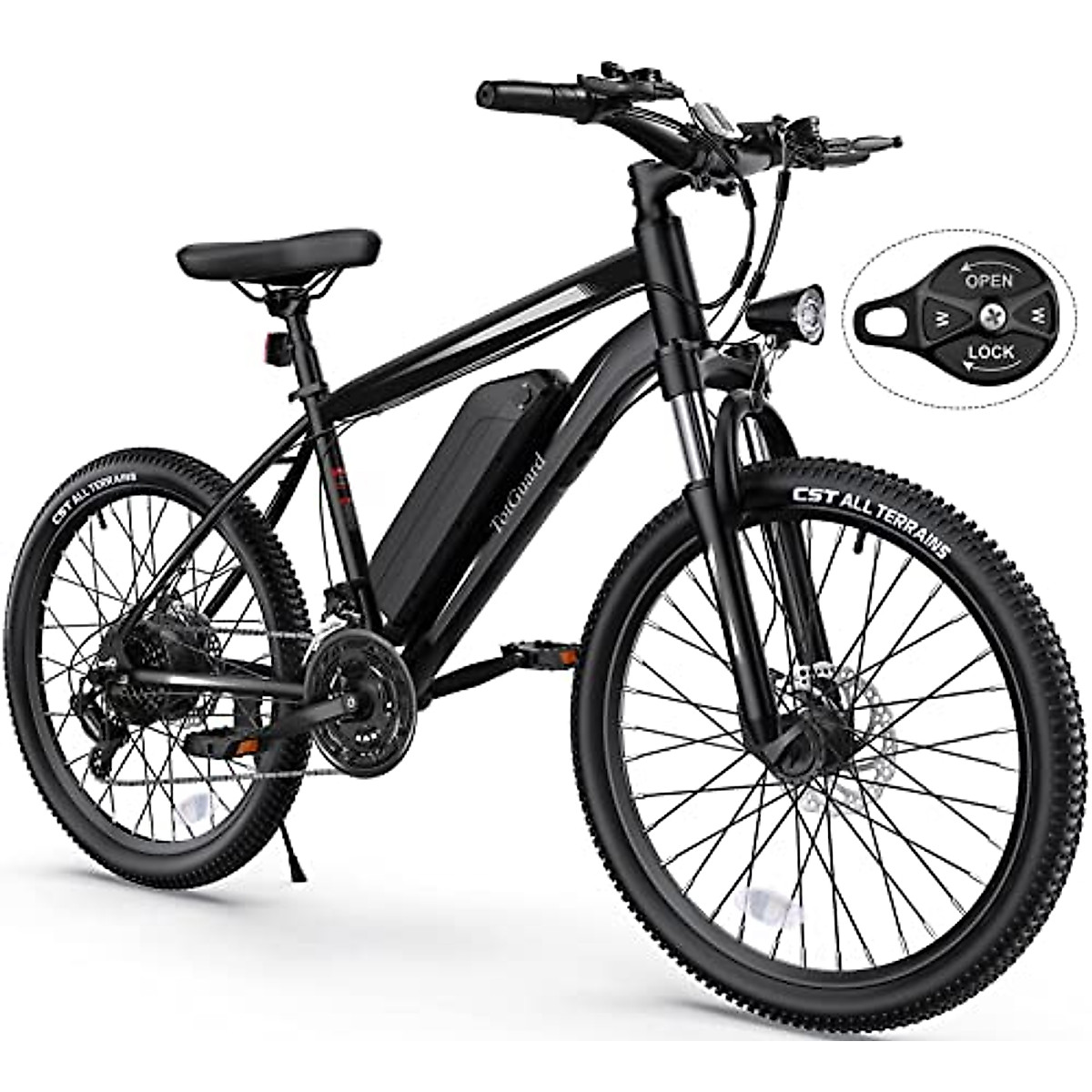 TotGuard Electric Bike, Electric Bike for Adults 26'' Ebike with 350W Motor, 19.8MPH Electric Mountain Bike with Lockable Suspension Fork, Removable 36V/10.4Ah Battery, Professional 21 Speed Gears