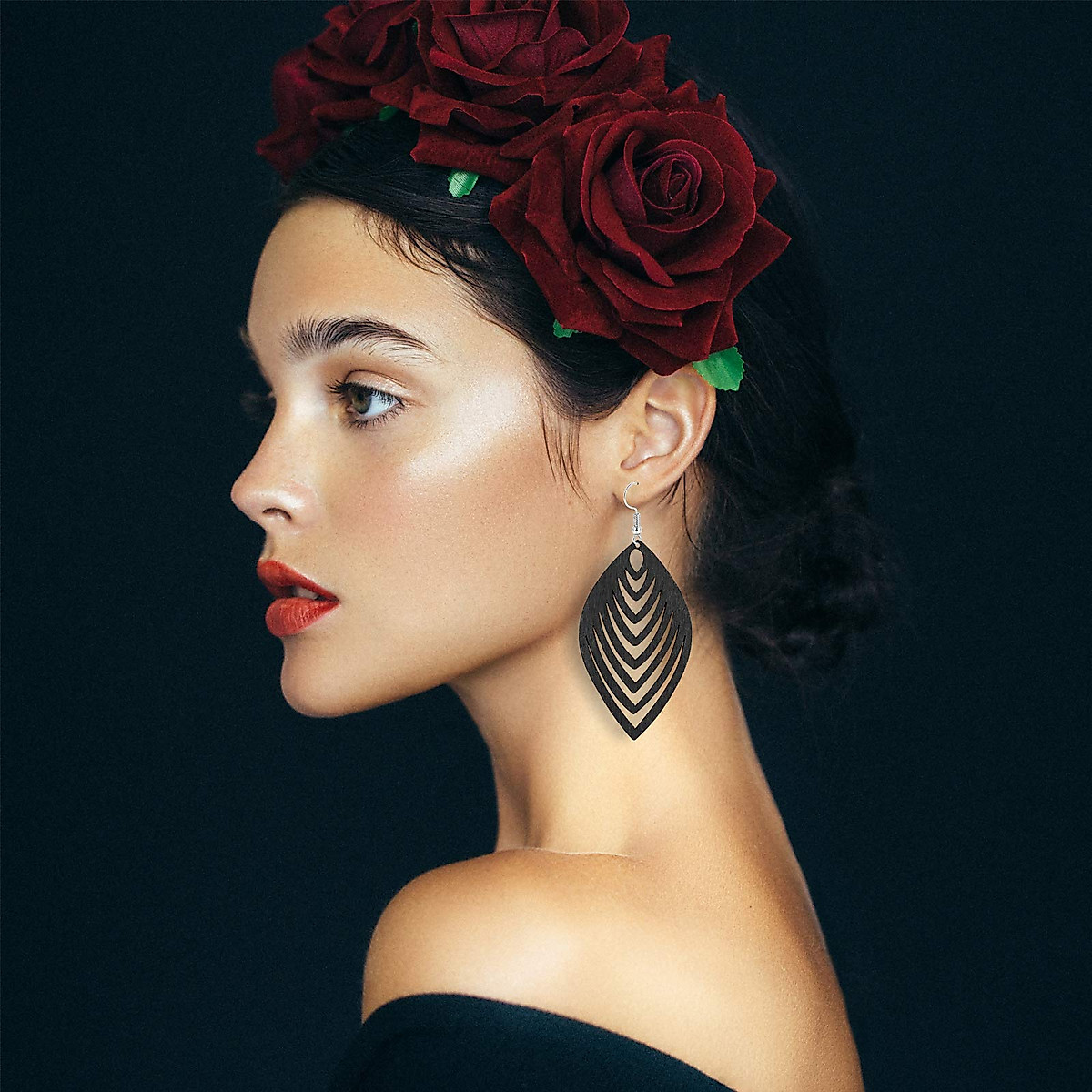 JOERICA 12 Pairs African Wood Earrings for Women Bohemian Wooden Drop Earrings Lightweight Statement Drop Earrings Set Ethnic Style