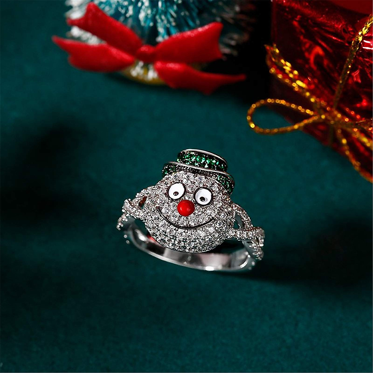 Jeulia "Merry Christmas Snowman Design Sterling Silver Ring Gift for Women & Girls Love Party Jewelry Valentine's Day X-mas Women's Day (7)