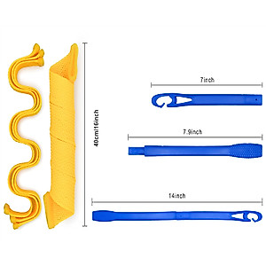 40PCS Hair Curlers Heatless Wave and Spiral Two Styles Formers(16inches) with 4PCS Styling Hooks Magic Hair Rollers No Heat Damage for Women and Kids’ Short and Medium Hair (16inch)