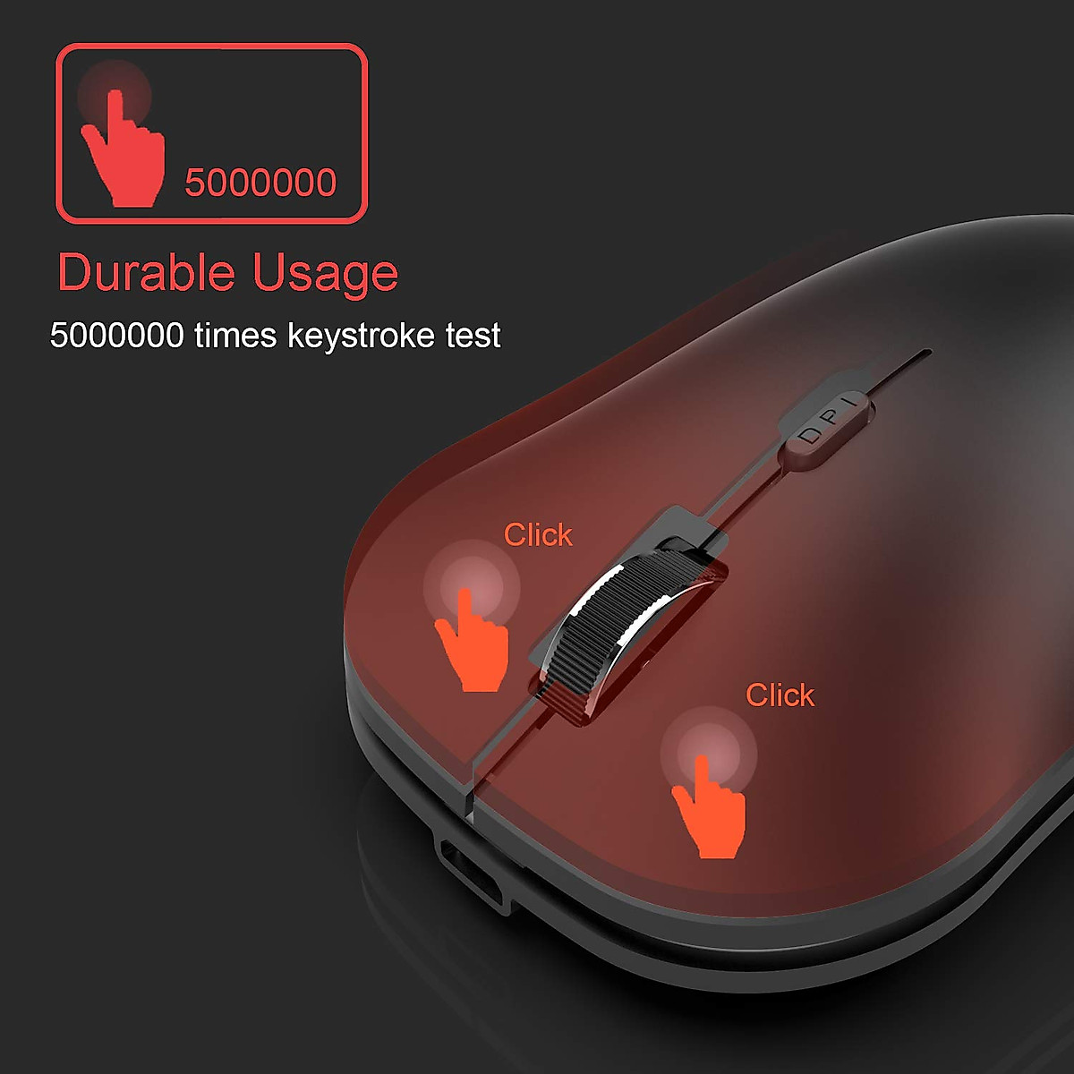Arteck 2.4G Wireless Mouse with Nano USB Receiver Ergonomic Design Silent Clicking for Computer/Desktop/PC/Laptop and Windows 10/8/7 Build in Rechargeable Battery (Black)
