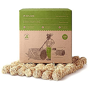 Inflame Fire Starters 130 pcs for Campfires, Grill, BBQ, Fireplace, Woodstove - Charcoal Starter - Waterproof, Weather-Resistant - Natural Wood Fireplace Starters