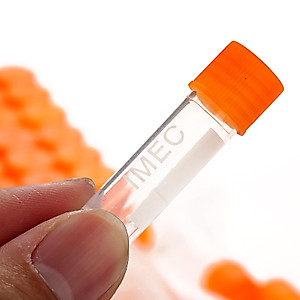 1.8ml Cryo Tubes Plastic Small Vials with Screw Caps Graduated Plastic Cryovial Cryogenic Vial Tubes, PP Material, Free from DNase, RNase 81Pcs