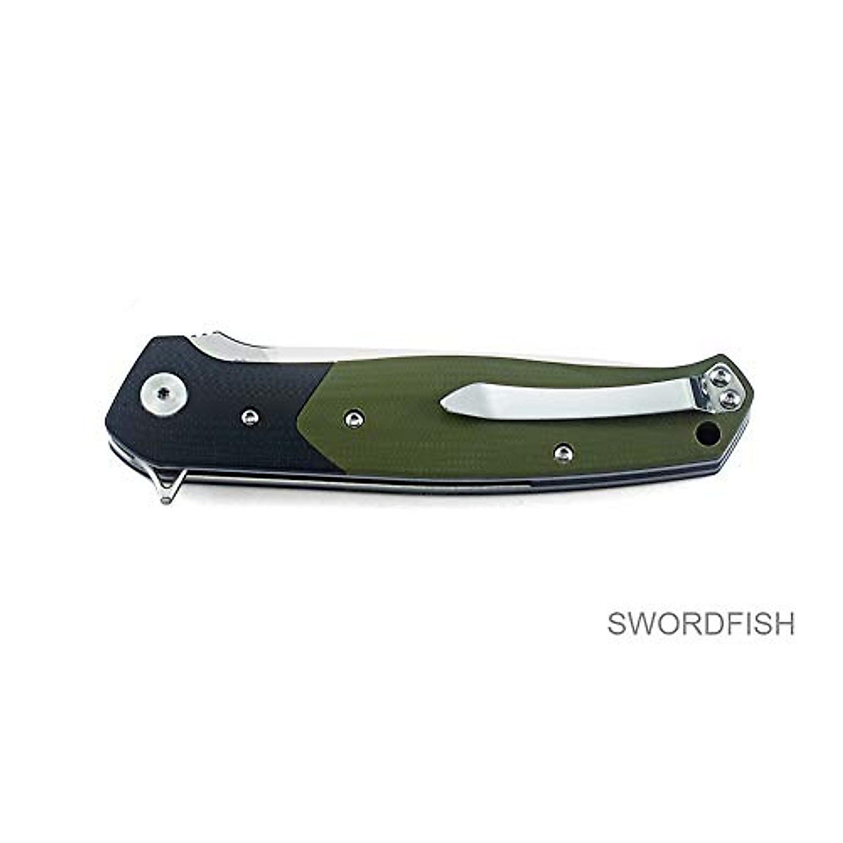 Bestech Knife BG03A Folder 3.8 in Plain and Green G10 Handle Hunting-Folding-Knives, Black