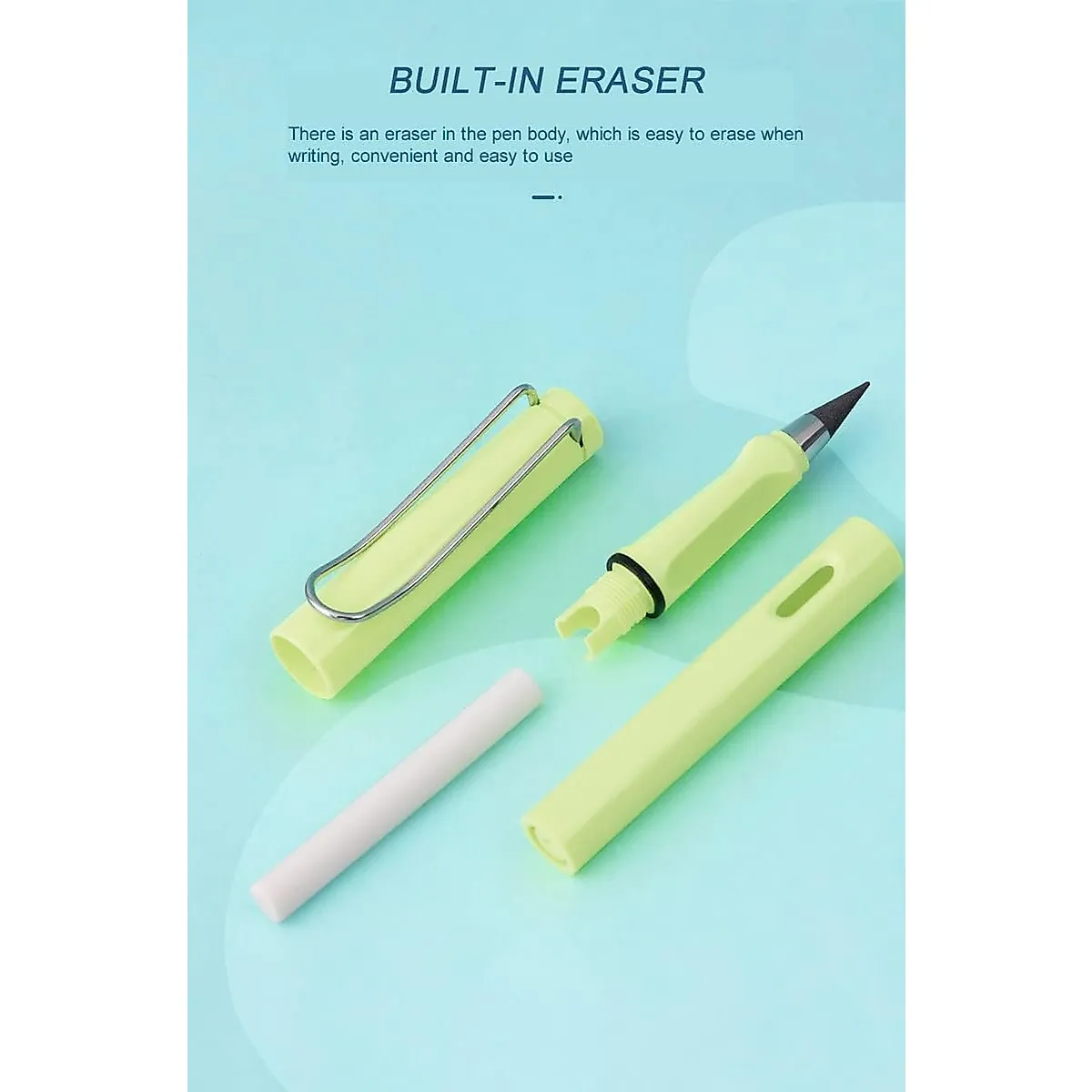 Homiimart New Unlimited Writing Eternal Pencil Creative No Ink Refill Replaceable Nib Erasable Pen No Need Sharpen Kid School Supplies Stationery Art Painting Sketch (Black)