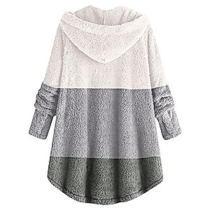 Lojito Women Zip Up Hoodie with Sherpa for Women Teen Wearable Blanket Warm Fuzzy Hoodie with Pockets