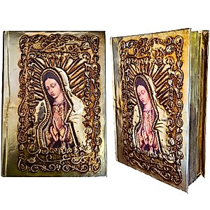 Catholic Spanish Bible with Metalic Cover of Our Virgen de Guadalupe Spanish Bible Large Print - Decorations for Catholic Wedding biblia