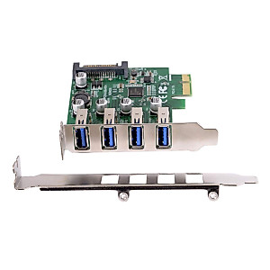 ChenYang 4 Port PCI-E 1X to 4 USB 3.0 HUB PCI Express Expansion Card Adapter with 80/120mm PCI-E Slot Bracket