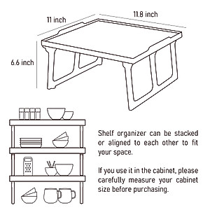 EDNA HOME Cabinet Shelf Organizer, Elegant Stacking Cabinet Rack, 11in x 11.8in, Sturdy Plastic Pantry and Counter Shelf for Kitchen, Closet, Bathroom, Bedroom, Office, Made in Europe, 1-Pack,Large