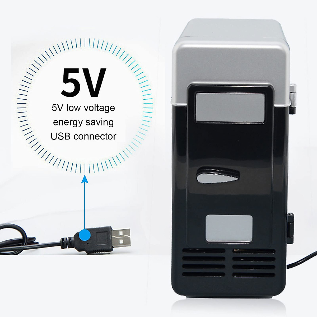 PUSOKEI Car Fridge, Isolated Cooling, Mini Fridge with Cooling and Heating Function, USB Powered, Energy Saving Semiconductor, Low Decibel, for Cosmetics Beverages(Black)