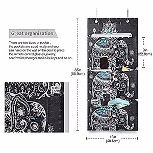 WELLDAY Hanging Storage Bag Elephant Dots Wall Door Closet 4 Pockets Organizer