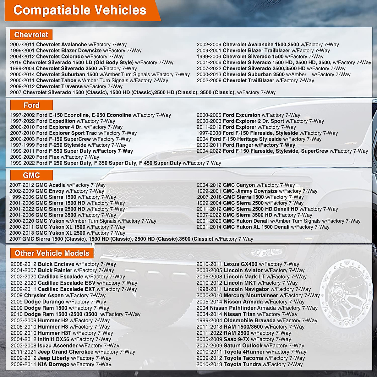 Nilight Dual Output Vehicle Side 7 Way RV Blade and 4Way Flat Wiring Harness Multi Tow 4Pin to 7Pin Electric Adapter for RVs Trucks Factory Tows Package USCAR 7Way Sockets Required