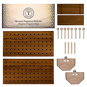 TAPUAJ 2 Wall Organizer with Wooden Board and 2 Bags - 15 x 8-2/3 inches - Wall Mounted - Includes Panel and Trim -Brown