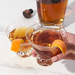 Viski Raye Gem Crystal Martini Glasses Set of 2 - Stemless Glasses for Martini, Margarita and Cocktails, Glassware Gift Set, 7.5 oz