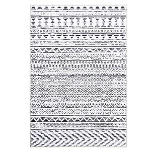 Zacoo Area Rug 9 x 12 Boho Rug Machine Washable Geometric Rug Indoor Modern Moroccan Floor Carpet Extra Large Soft Non-Slip Farmhouse Floorcover Home Decor Rug for Kitchen Living Room Bedroom, Grey