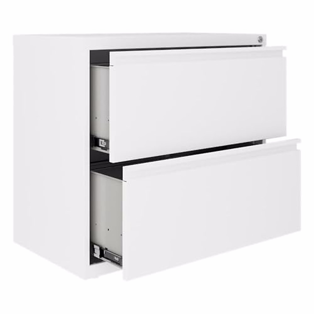 Hirsh 30" W 2 Drawer Metal Lateral File Cabinet Set White. Front to Back Rails, Fully Assembled