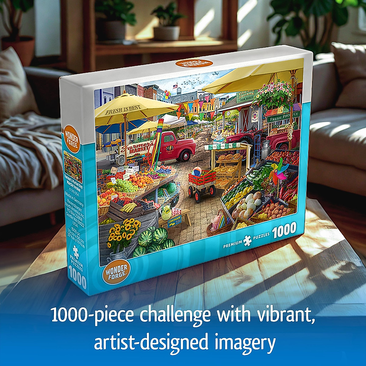 Wonder Forge Farmer's Market Day 1000 Piece Jigsaw Puzzle for Adults | Unique, Perfectly-Fitting Pieces | Fun, Vibrant Imagery | Amazon Exclusive
