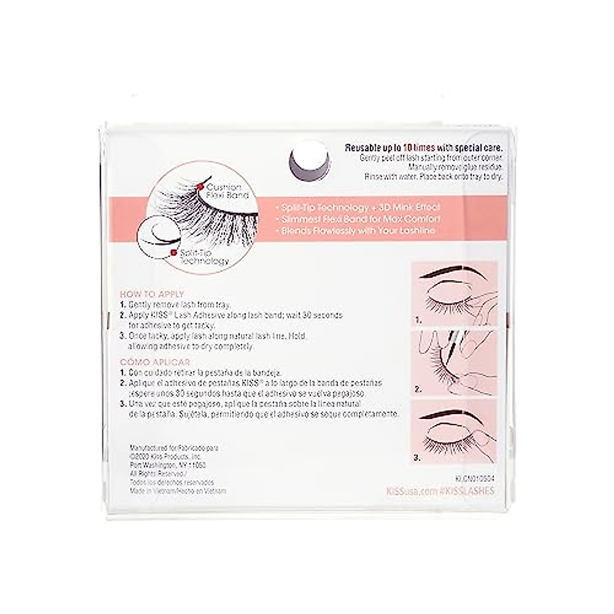 KISS Lash Couture Naked Drama False Eyelashes, Chiffon', Cushion Flexi Band, Contact Lens Friendly, Easy to Apply, Reusable Strip Lashes, Includes 1 Pair of Fake Lashes