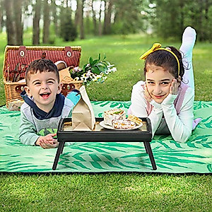 SONGMICS Bed Tray Table with Bamboo Folding Legs, Sofa Breakfast Tray, Serving Tray with Groove for Phone Tablet, Rustic Dark Brown ULLD111B01