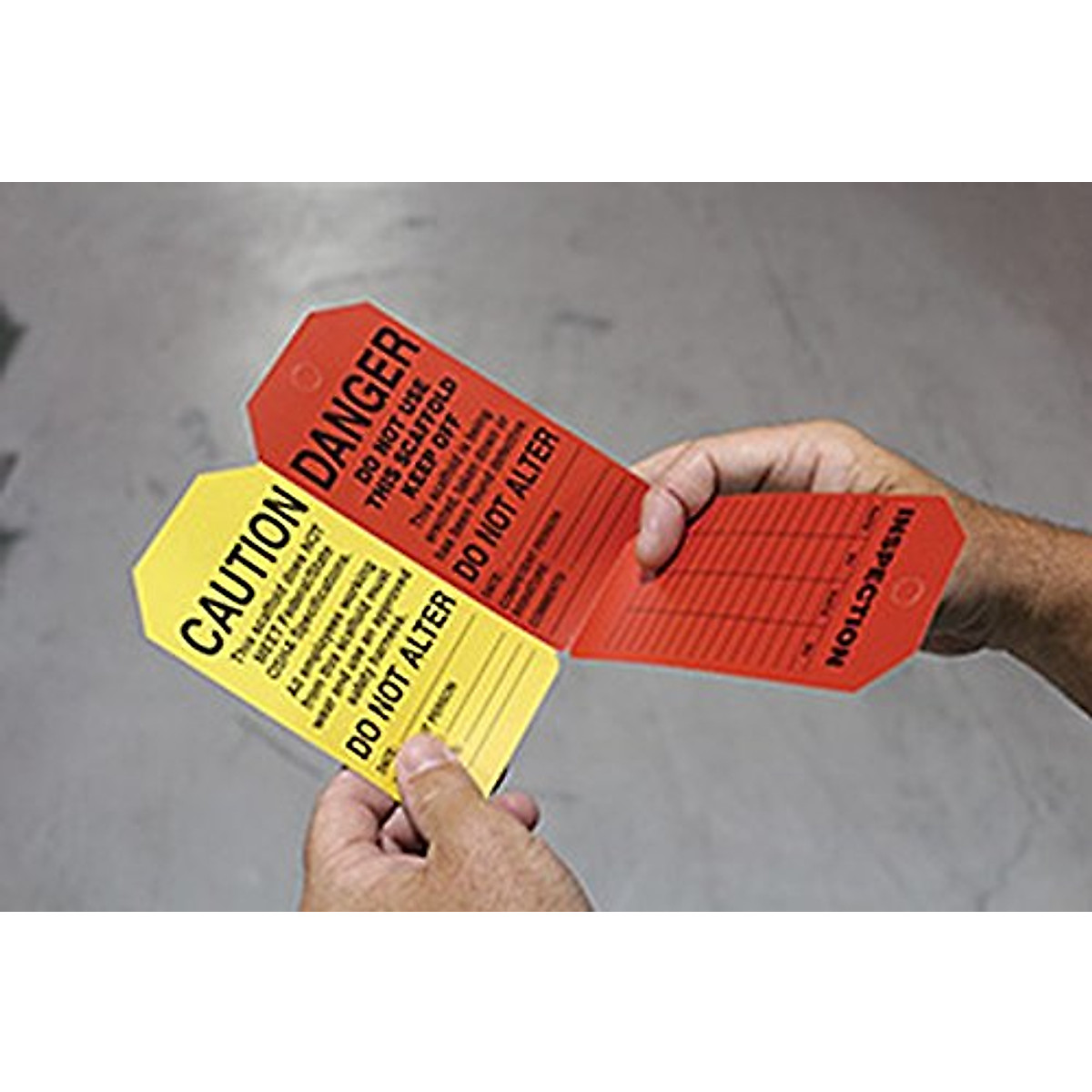 Accuform "Danger/Caution/Attention", Pack of 25 PF-Cardstock Scaffold Status Tag, Legend, 5.75" x 3.25", Black on Green/Yellow/Red, TSS200CTP