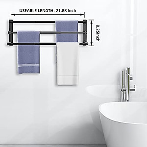 gizozo Bath Towel Bars 3-Tier, 23 Inch Towel Rack Wall Mounted Lavatory Towel Organizer, Metal Towel Rod Holder for Bathroom Towel Storage, Black