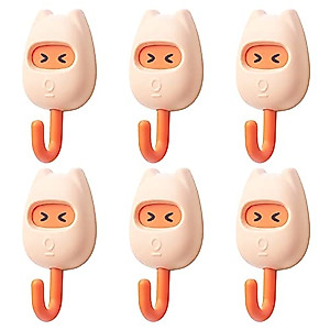 GILIGEGE Immutable Face Hook Kitchen Storage Wall Hanging Punch No T Race Hanger Strong Glue Hook Small 6pc Bench Cookie Plus (Blue, One Size)