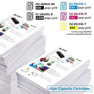 Arthur Imaging Compatible Canon Ink cartridges 280 and 281 Replacement PGI-280XXL CLI-281XXL PGI 280 XXL CLI 281 XXL PIXMA TR7520 TR8520 TS6120 TS6220 TS8220 TS9120 TS9520 TS9521C Printer (10 Pack)