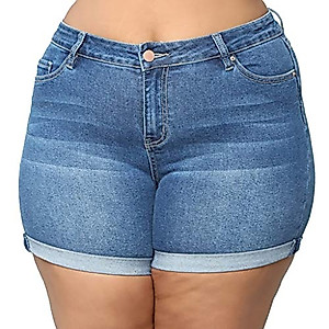 Fashion Mini Shorts,THENLIAN New Women Summer Short Jeans Denim Female Pockets Wash Denim Shorts(XXXXXL, Blue)