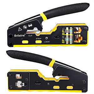 Brileine Pass Through RJ45 Crimp Tool Kit Cat5e Cat6 Crimping Tool, RJ45 Crimper Kit