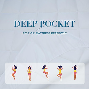 BJKE Mattress Topper Pad Full - Pillow Top Plush Thick Mattress Topper Pad Cover, Mattress Topper 3D Snow Down Alternative Overfilled Plush Mattress Pad with 8-21" Deep Pocket, White