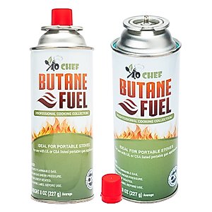 Jo Chef Butane Fuel Canister, 8. 8 oz Butane Cylinder, Use Directly with Brûlée Kitchen Blow Torch Head