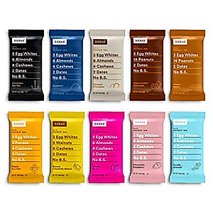 RXBAR Protein Bar, Variety Pack, 10 Flavors, 55oz Box (30 Bars)