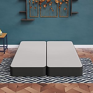 Nutan, 8-Inch Sturdy Split Box Spring for Mattress Support-Durable and Fully Assembled, Natural Wood Foundation for Queen, Black