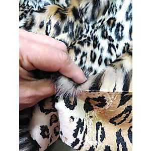 Faux Fake Fur Leopard Cheetah Animal Long Pile Fabric Sold by The Yard DIY Coats Costumes Scarfs Rugs Accessories Fashion (Snow Leopard Brown)