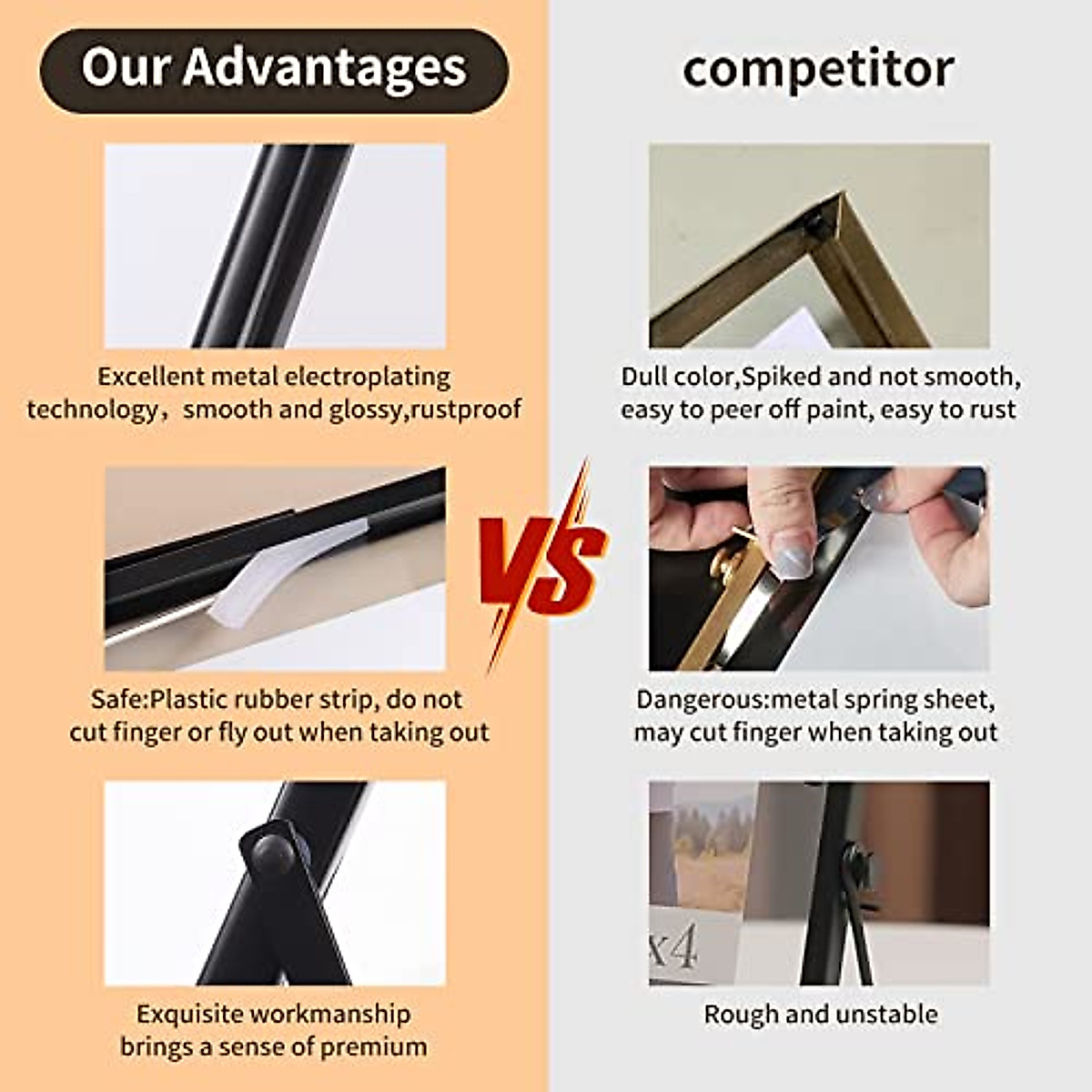 Black Metal Floating Picture Frame Set of 2, Frame Size 5x7inch for Multiple Photo Sizes (4x6, 3x5, 2x3), Real Glass, Easel Tabletop Photo Frame, Classic Photo Gifts Choice for Thanksgiving, Christmas