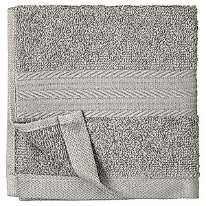 Amazon Basics Fade-Resistant Cotton Washcloth - 12-Pack, Gray