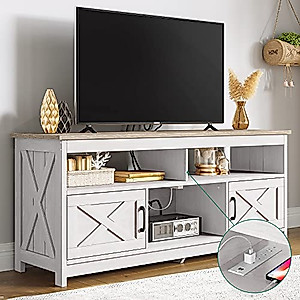 YITAHOME Farmhouse TV Stand for 65 Inch TV with Power Outlet