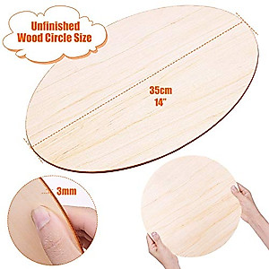 Round Wood Discs for Crafts, Audab 5 Pack 14 Inch Wood Circles Unfinished Wood Rounds Wood Plaque for Crafts, Door Hanger, Door Design, Wood Burning