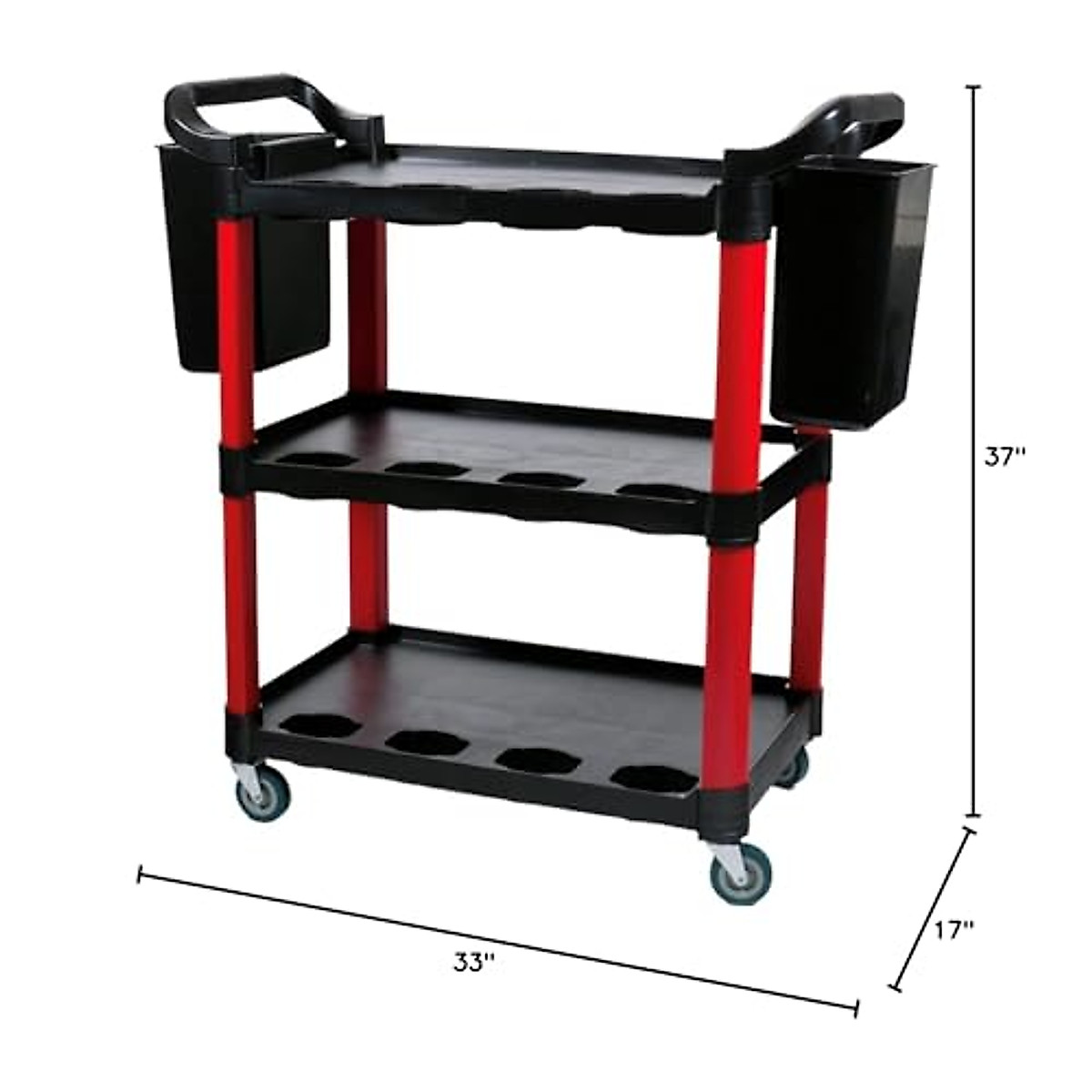 Rhino Bilt Utility Service Detailing Cart 3 Tier Trolley w/Hanging Storage