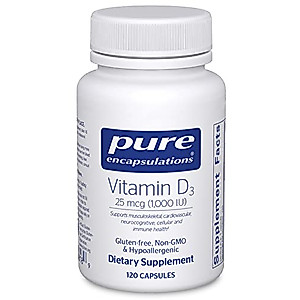 Pure Encapsulations Vitamin D3 25 mcg (1,000 IU) | Supplement to Support Bone, Joint, Breast, Heart, Colon and Immune Health* | 120 Capsules